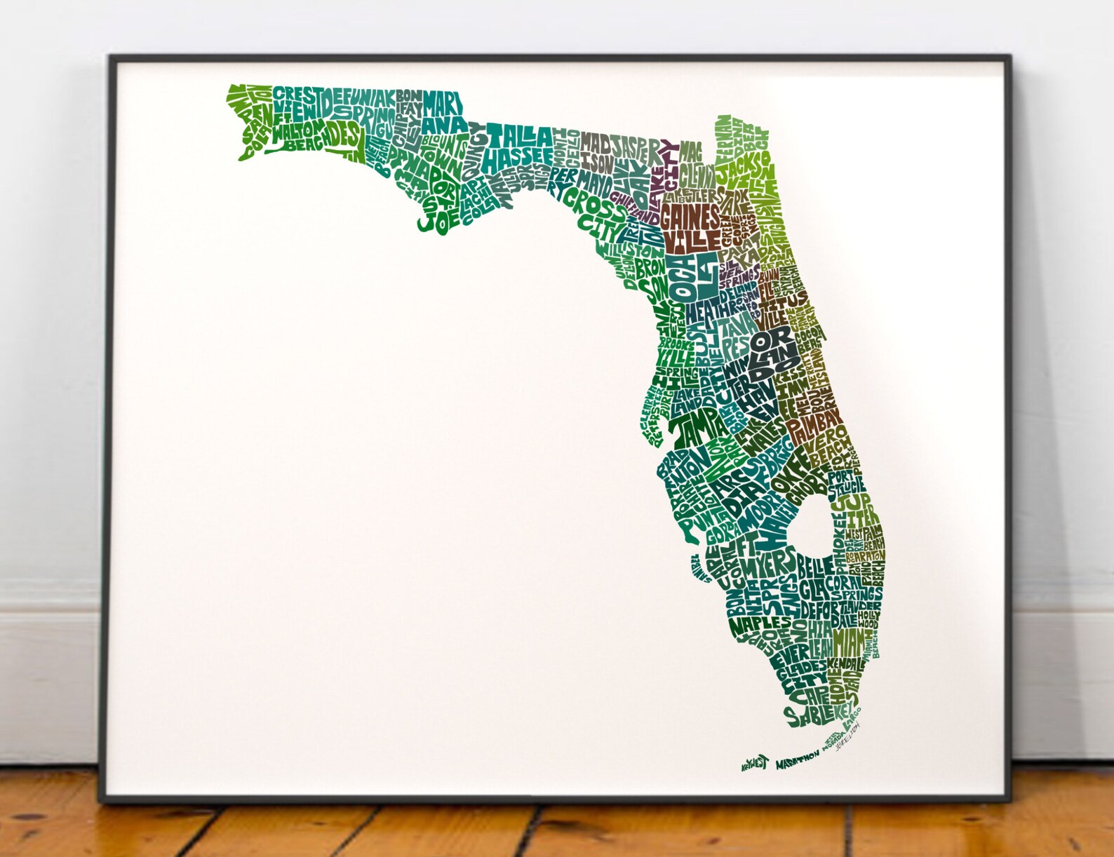 Florida Map Art Florida Art Print Signed Print of My - Etsy