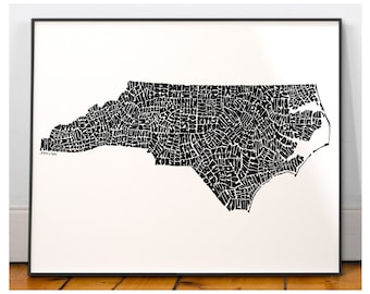 North Carolina Historical Map 1958 Ready-to-frame 24 X - Etsy
