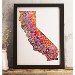 Framed California Art Print California Map Art Available in - Etsy