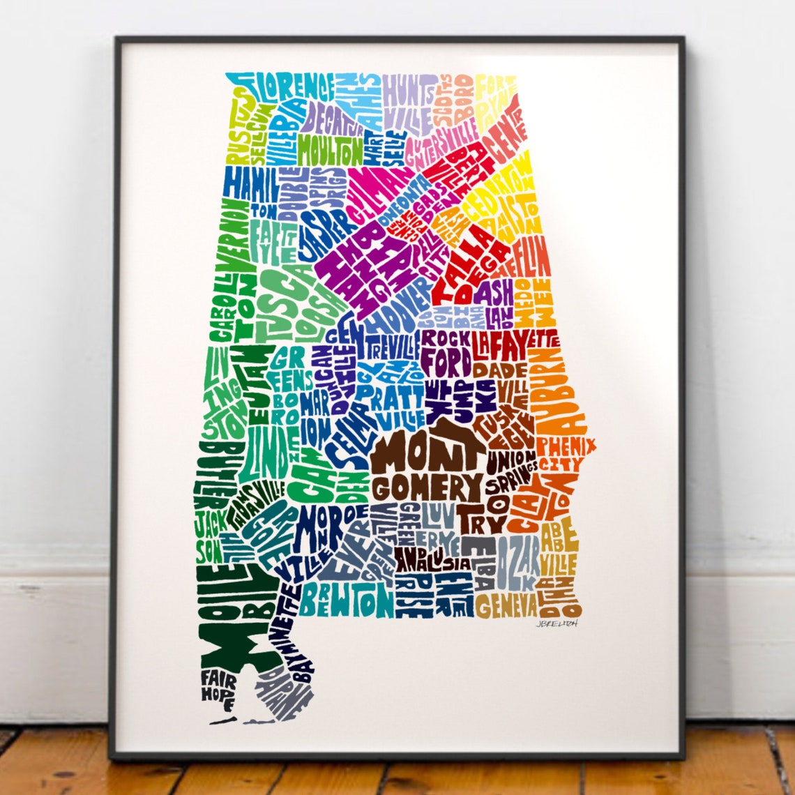 Alabama Map Art Alabama Art Print Signed Print of My - Etsy