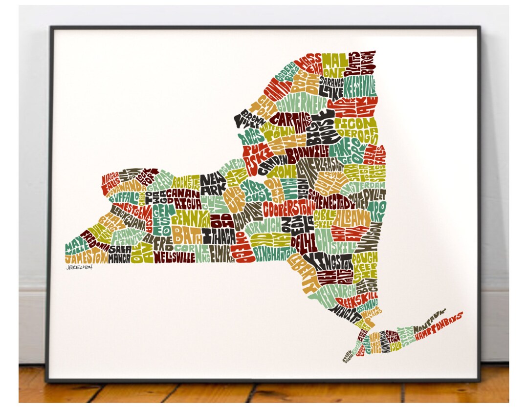 New York Map Art, New York Art Print, Signed Print of My Original Hand ...