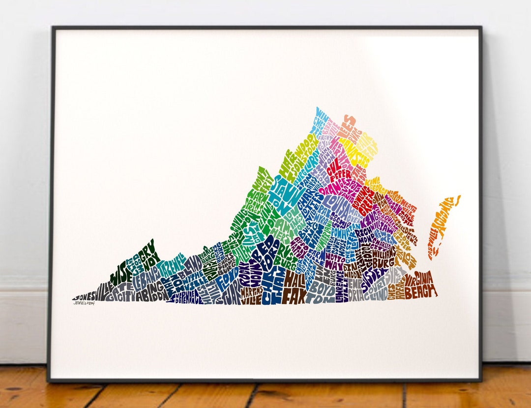 Virginia Map Art Virginia Art Print Signed Print of My - Etsy
