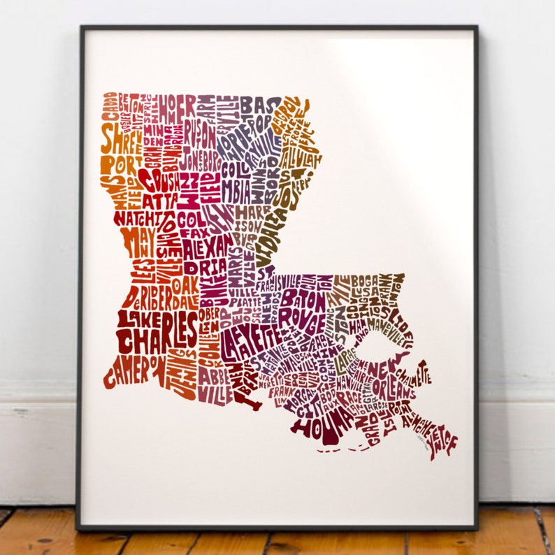 Louisiana Map Art Louisiana Art Print Signed Print of My | Etsy