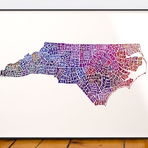North Carolina Map Art, North Carolina Art Print, Signed Print of My ...