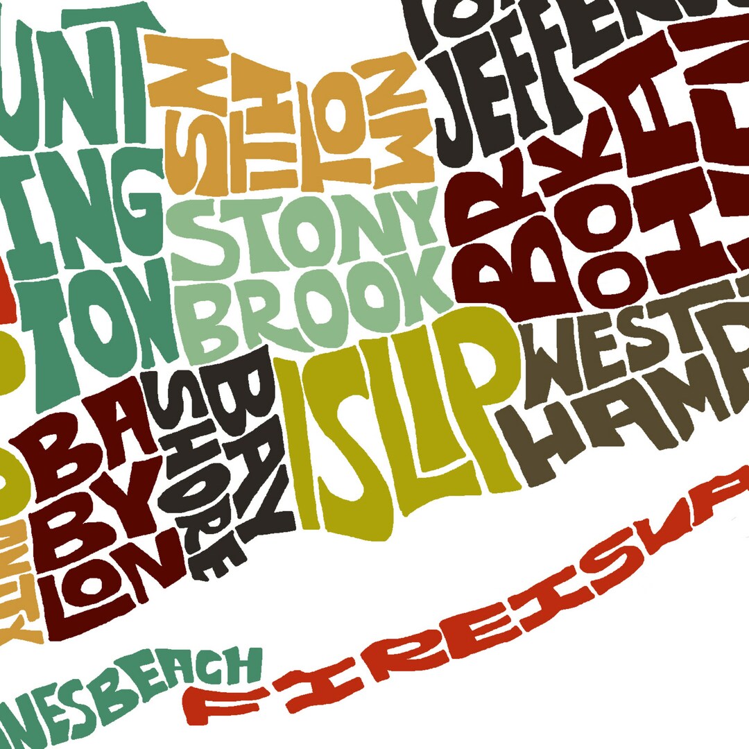 Long Island Neighborhood Map Art Print, Signed Print of My Original ...