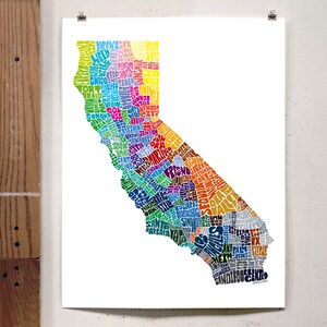 California Map Art, California Art Print, Signed Print of My Original ...