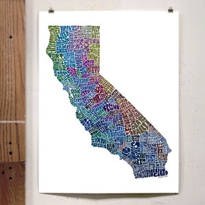 California Map Art, California Art Print, Signed Print of My Original ...
