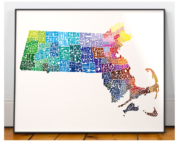 Massachusetts Map Art, Massachusetts Art Print, Signed Print of My ...
