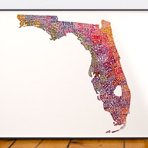 Florida Map Art, Florida Art Print, Signed Print of My Original Hand ...