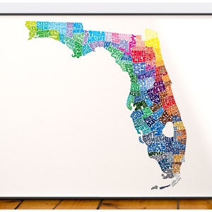 Florida Map Art, Florida Art Print, Signed Print of My Original Hand ...