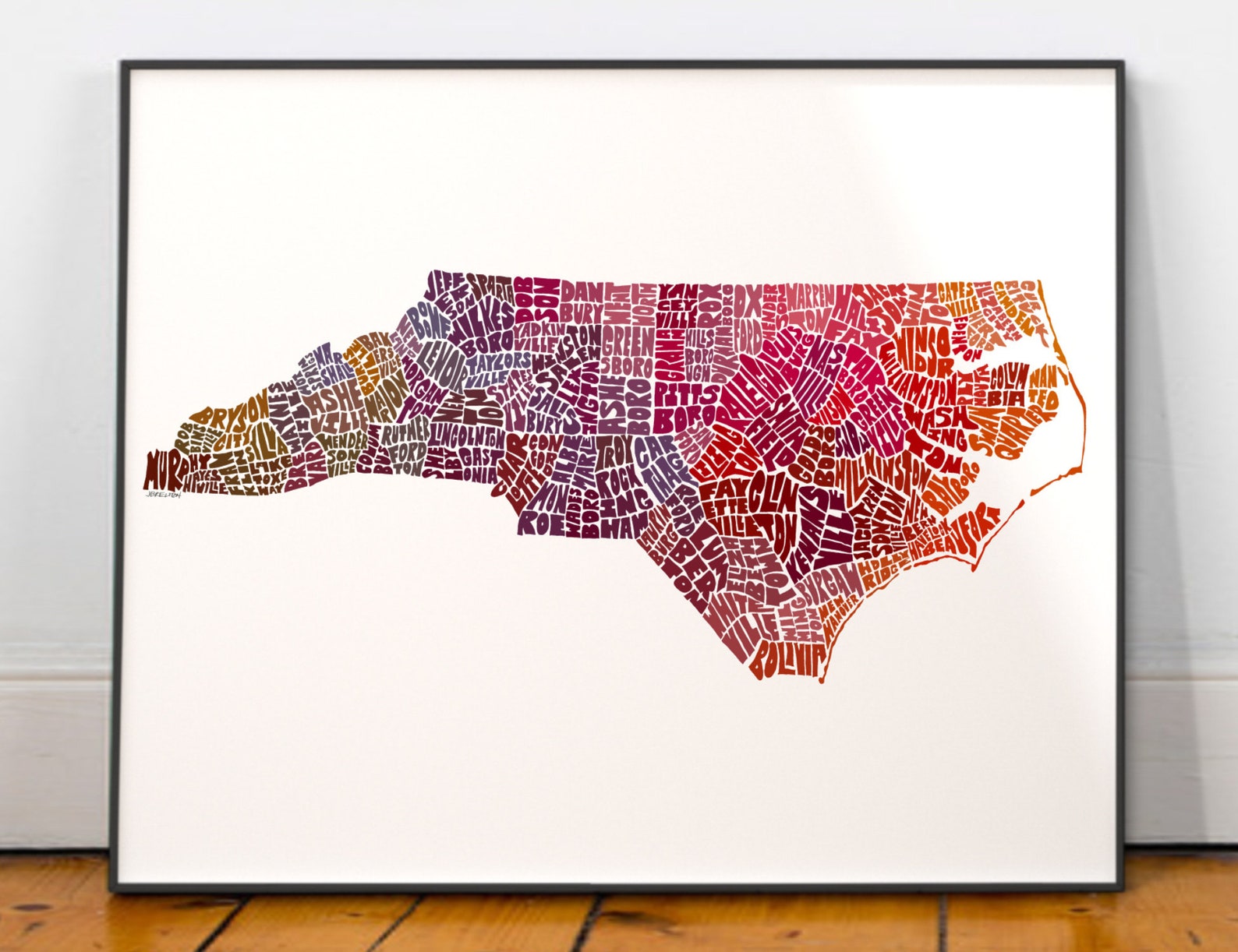 North Carolina Map Art, North Carolina Art Print, Signed Print of My ...