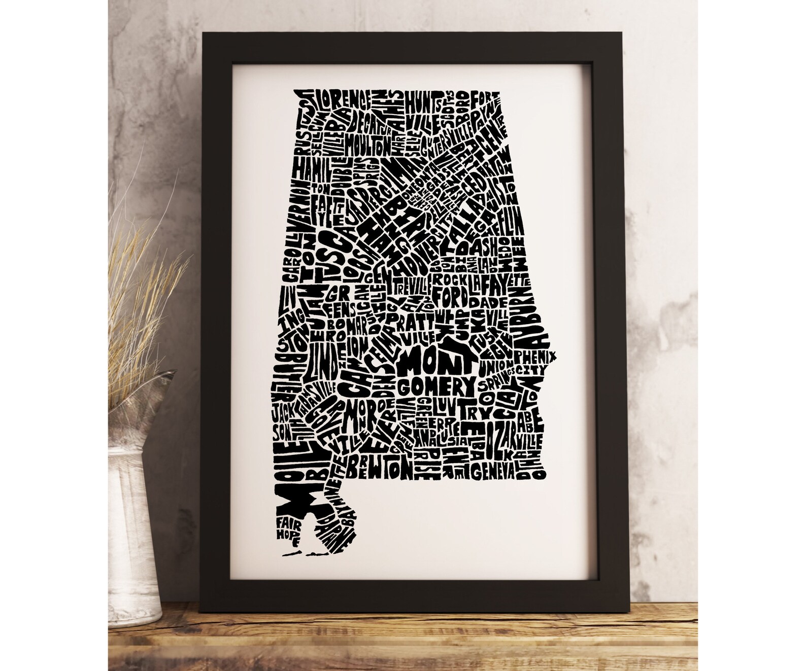 Alabama Art Print FRAMED Alabama Map Art Available in - Etsy