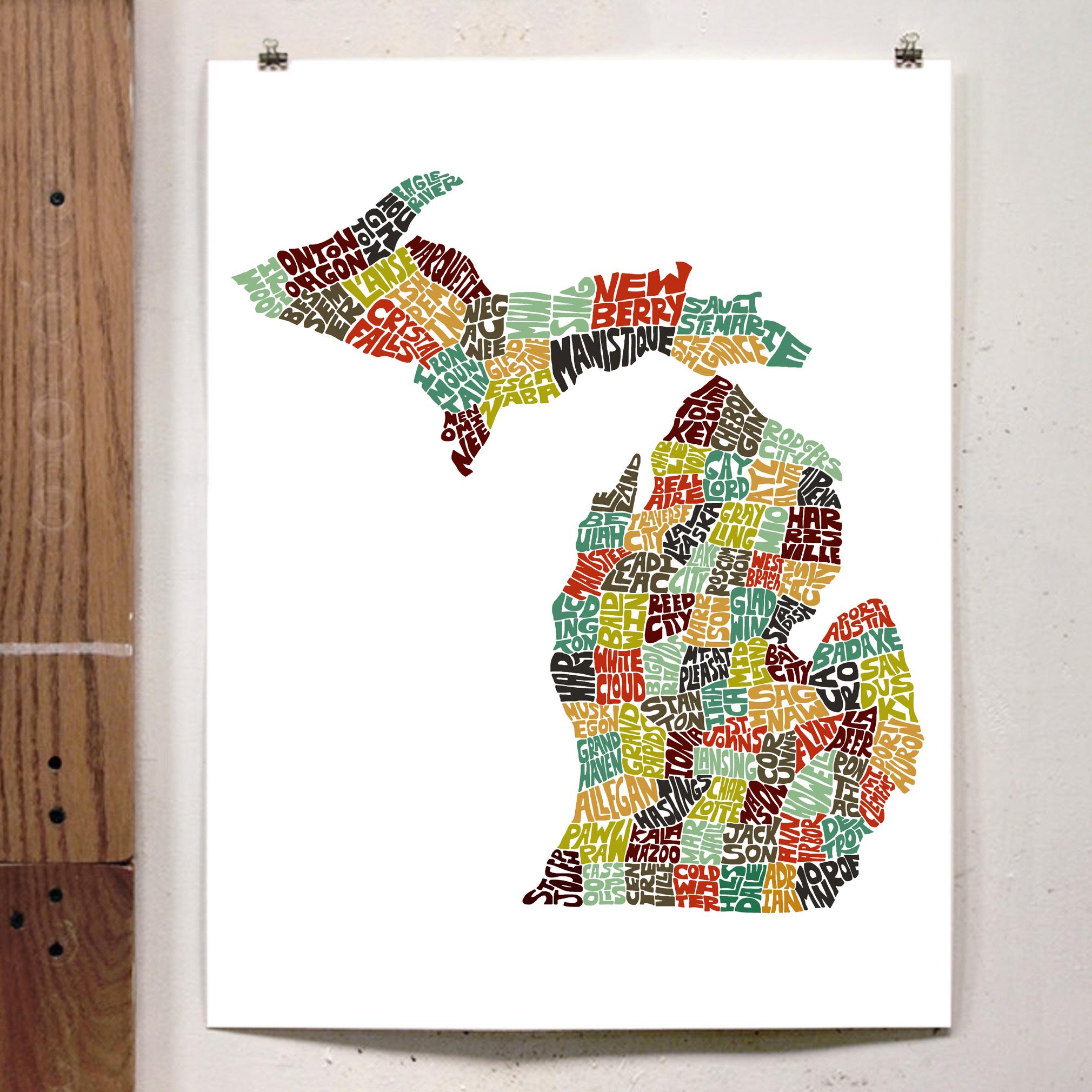 Michigan Map Art, Michigan Art Print, Print of My Original Hand Drawn ...