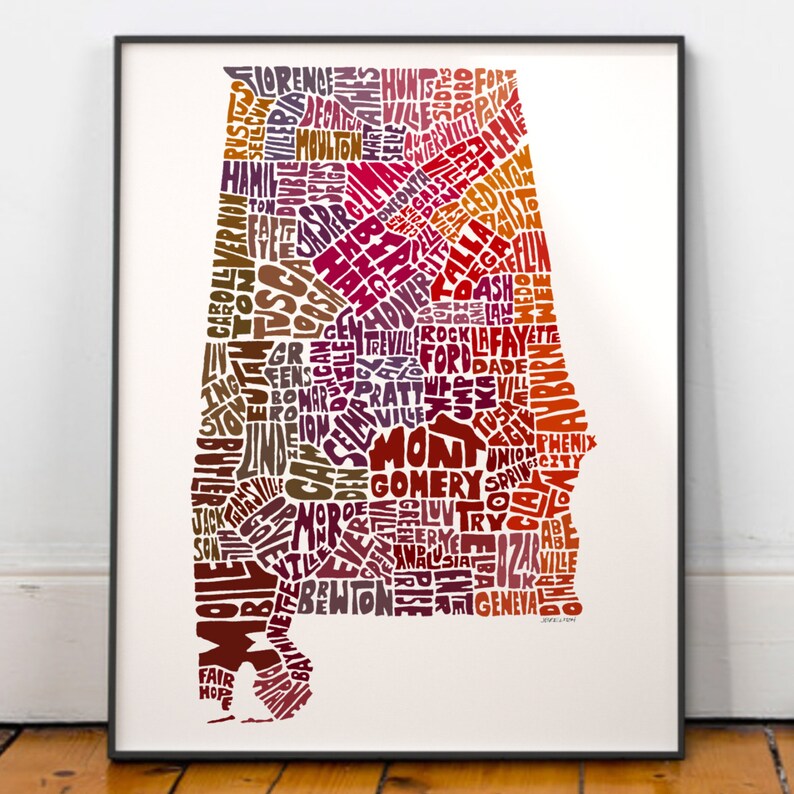 Alabama Map Art Alabama Map Print Alabama Art Print Print - Etsy