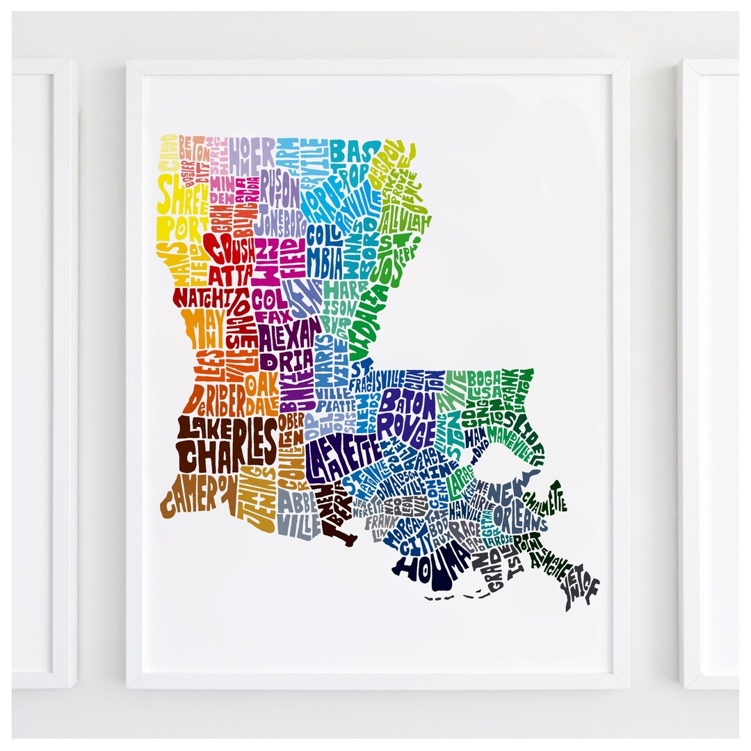 Louisiana Map Art, Louisiana Art Print, Signed Print of My Original ...