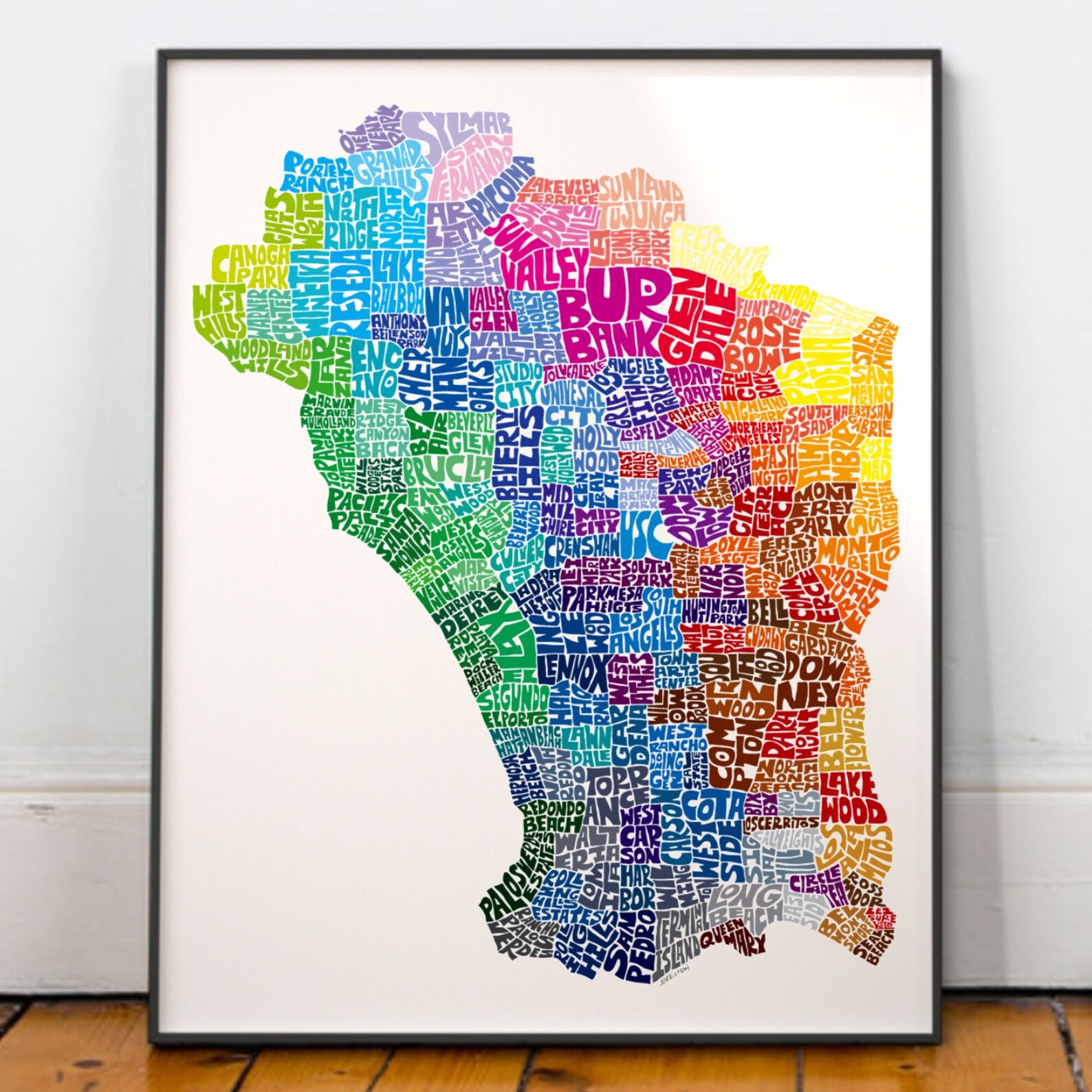 Los Angeles Neighborhood Map Art Print Signed Print of My | Etsy