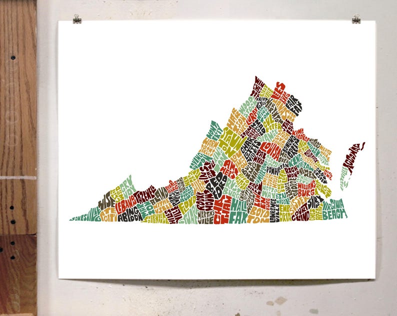 Virginia Map Art, Virginia Art Print, Print of My Original Hand Drawn ...