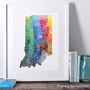 Indiana Map Art, Indiana Art Print, Signed Print of My Original Hand ...