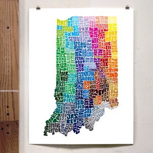 Indiana Map Art, Indiana Art Print, Signed Print of My Original Hand ...