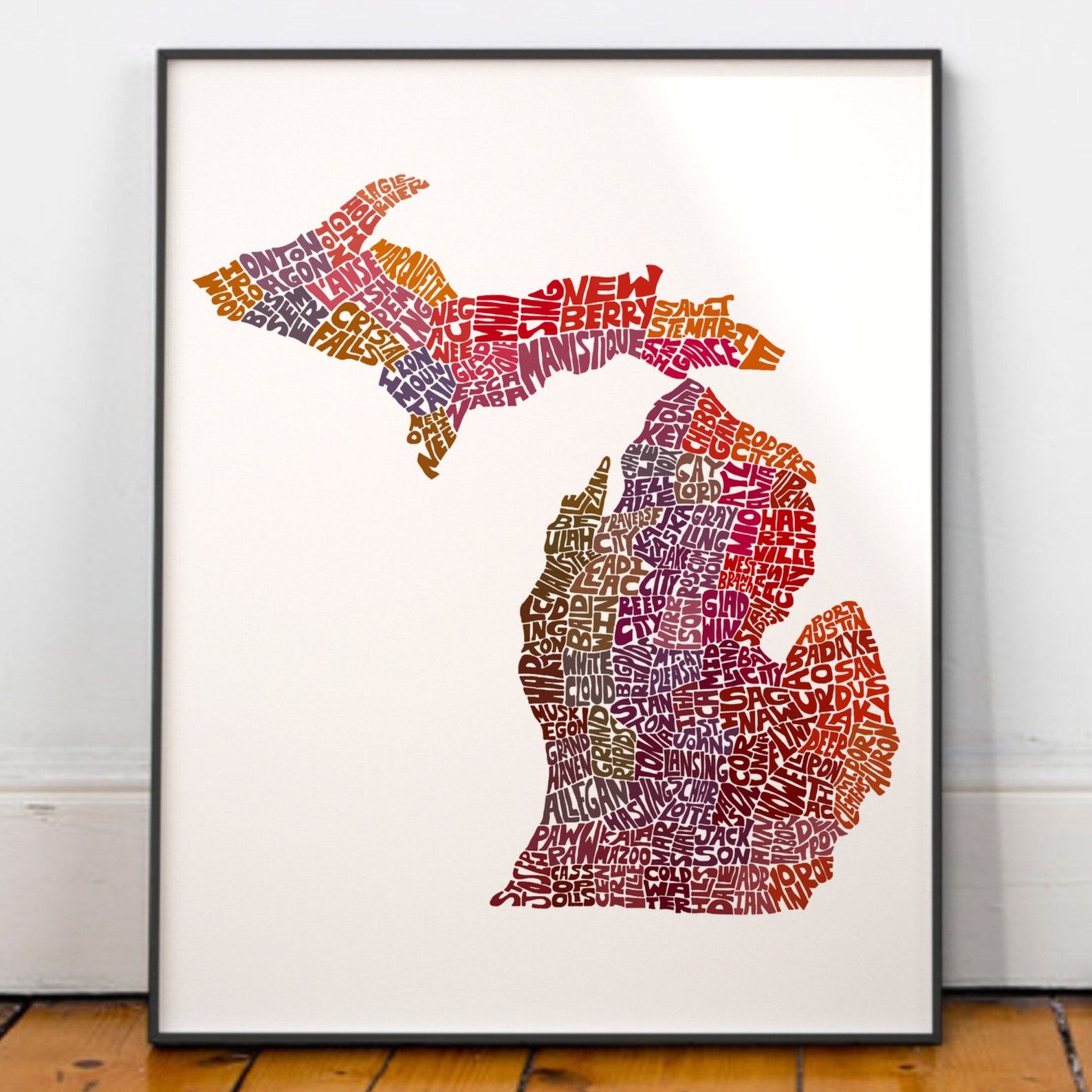 Michigan Map Art Michigan Art Print Signed Print of My - Etsy