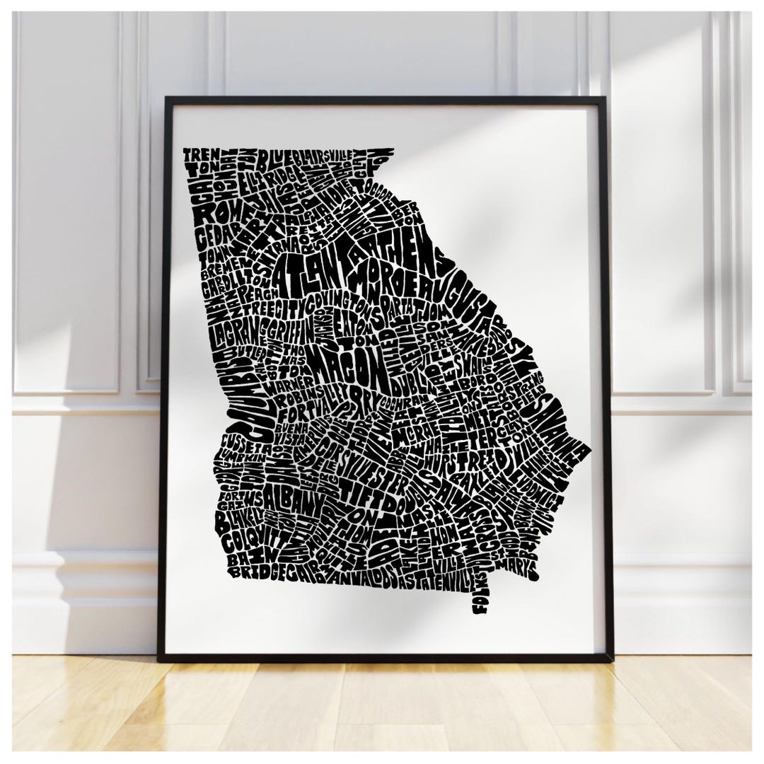 Georgia Map Art, Georgia Art Print, Print of My Original Hand Drawn ...