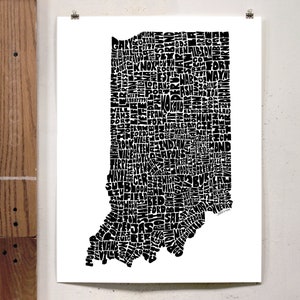 Indiana Map Art, Indiana Art Print, Signed Print of My Original Hand ...
