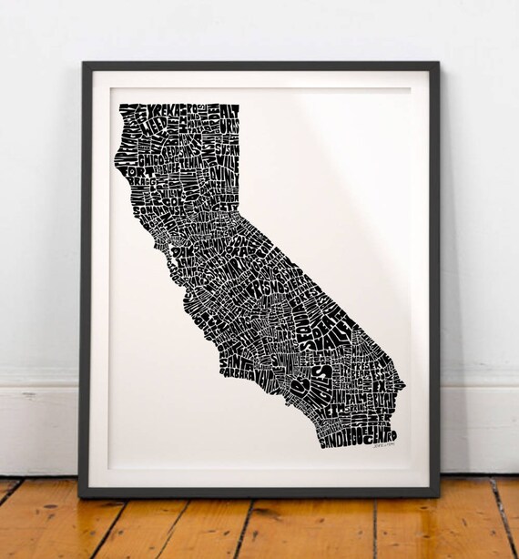 California map art California art print California | Etsy