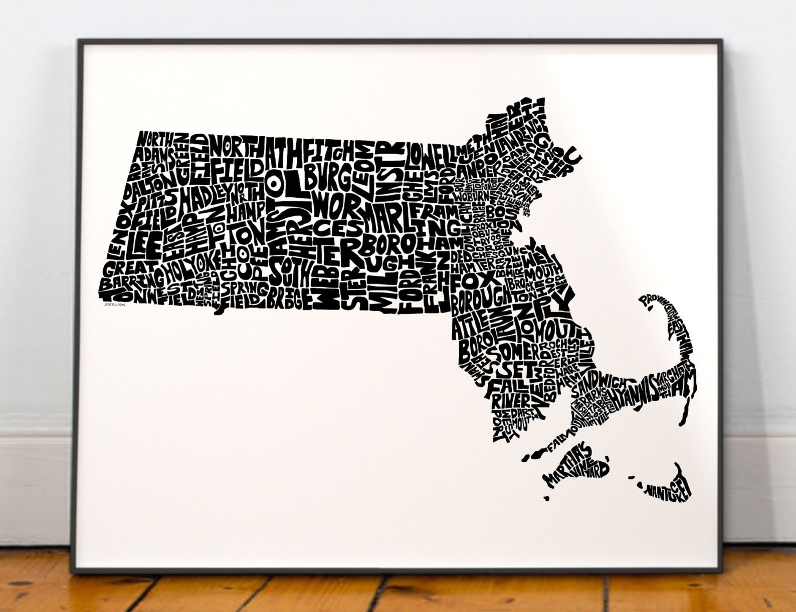 Massachusetts Map Art Massachusetts Art Print Signed Print - Etsy