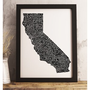 Framed California Art Print California Map Art Available in - Etsy
