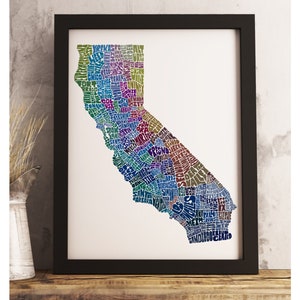Framed California Art Print California Map Art Available in - Etsy