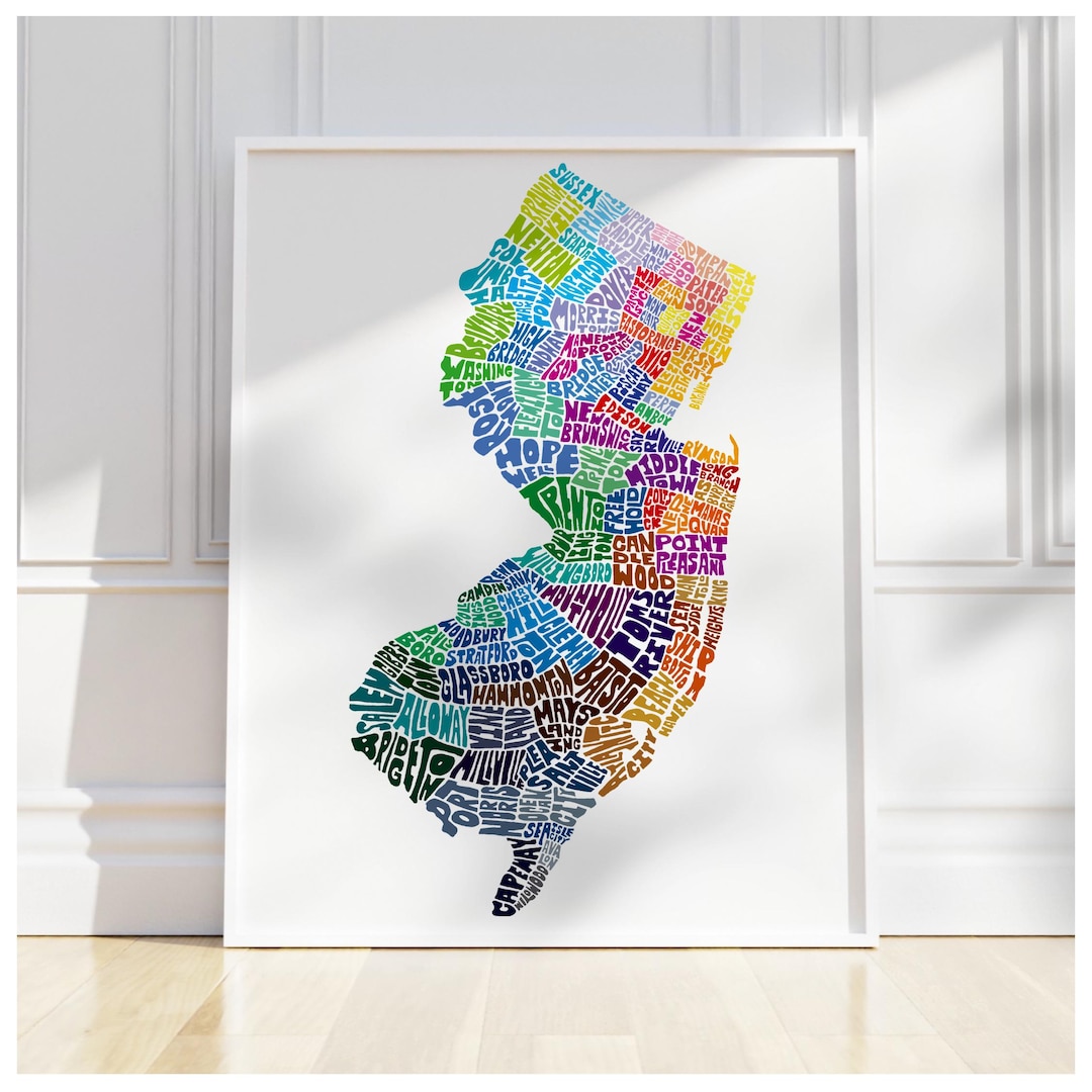 New Jersey Map Art, New Jersey Art Print, Print of My Original Hand ...
