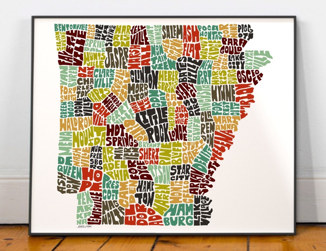 Arkansas Map Art Arkansas Art Print Signed Print of My - Etsy