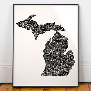 Michigan Map Art, Michigan Art Print, Signed Print of My Original Hand ...