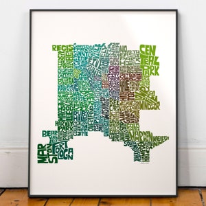 Denver Neighborhood Map Art Print, Signed Print of My Original Hand ...