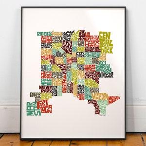 Denver Neighborhood Map Art Print, Signed Print of My Original Hand ...