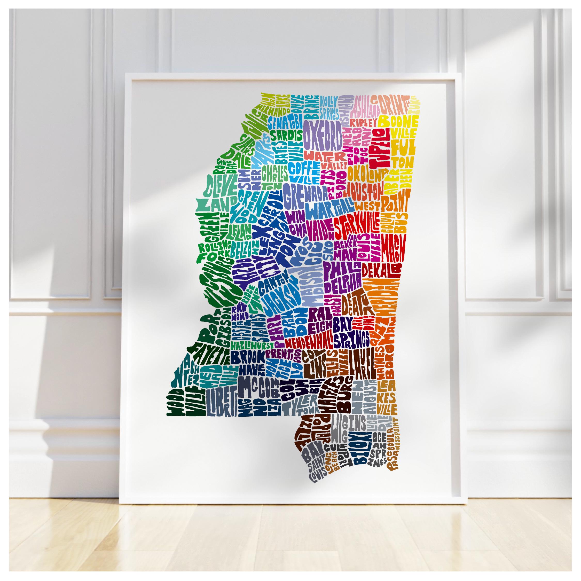 Mississippi Map Art, Mississippi Art Print, Print of My Original Hand ...