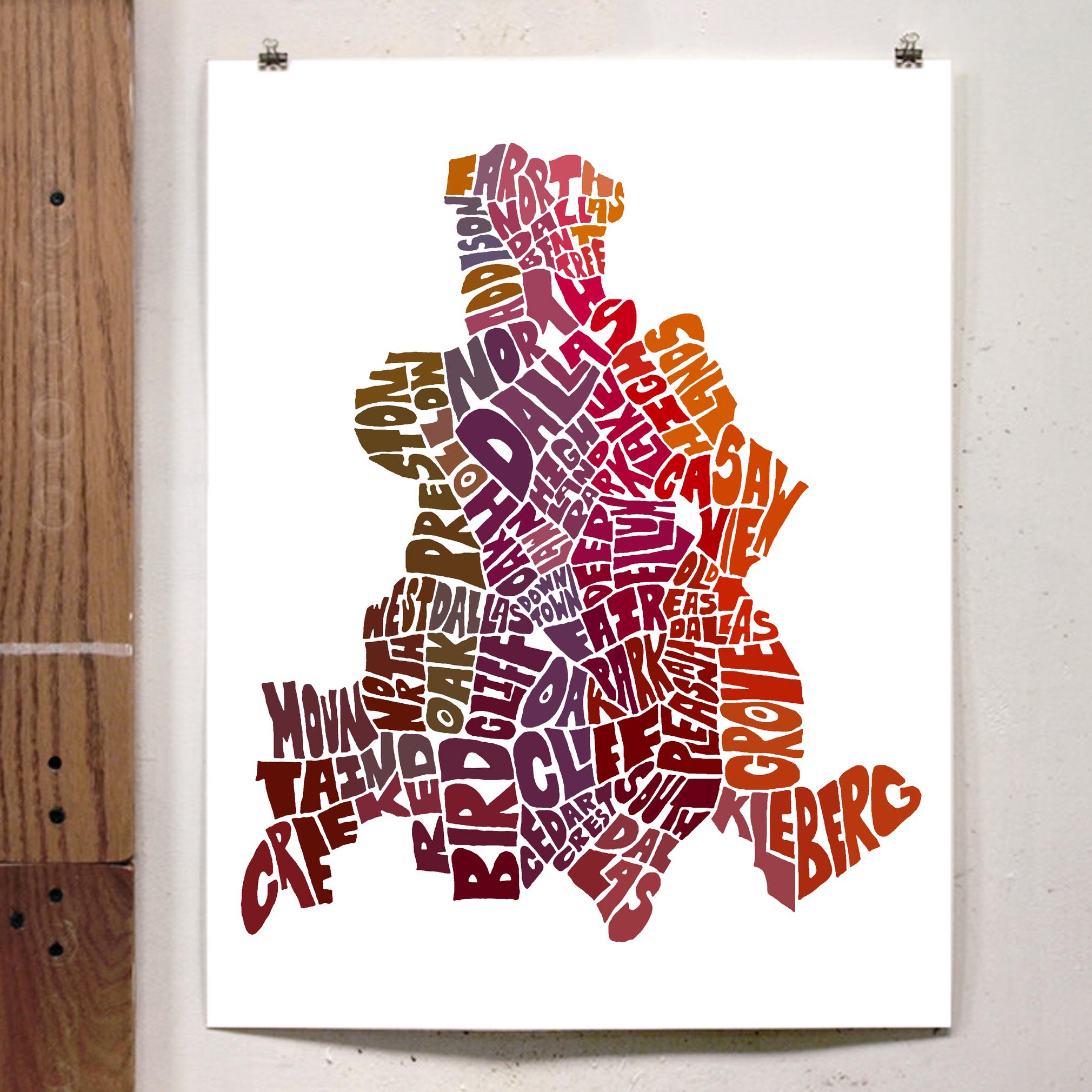 Dallas Neighborhood Map Print, Signed Print of My Original Hand Drawn ...