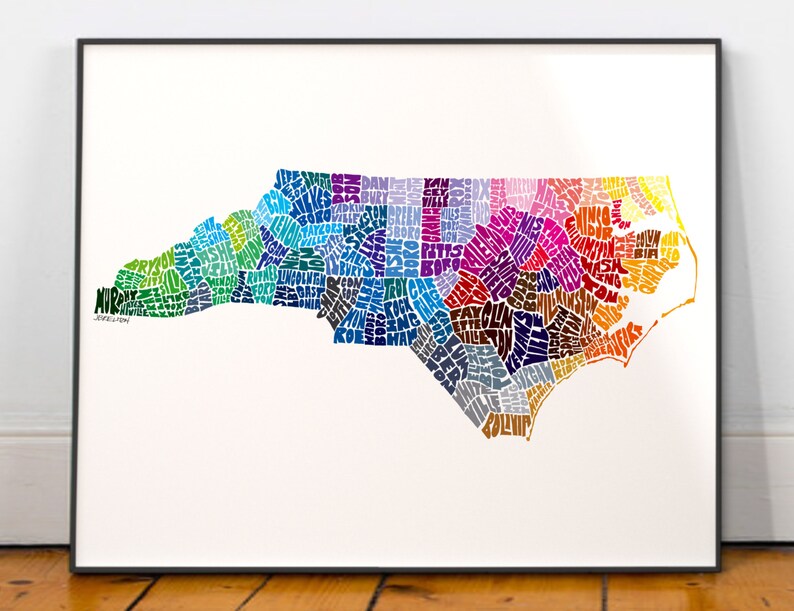 North Carolina Map Art, North Carolina Art Print, Signed Print of My ...