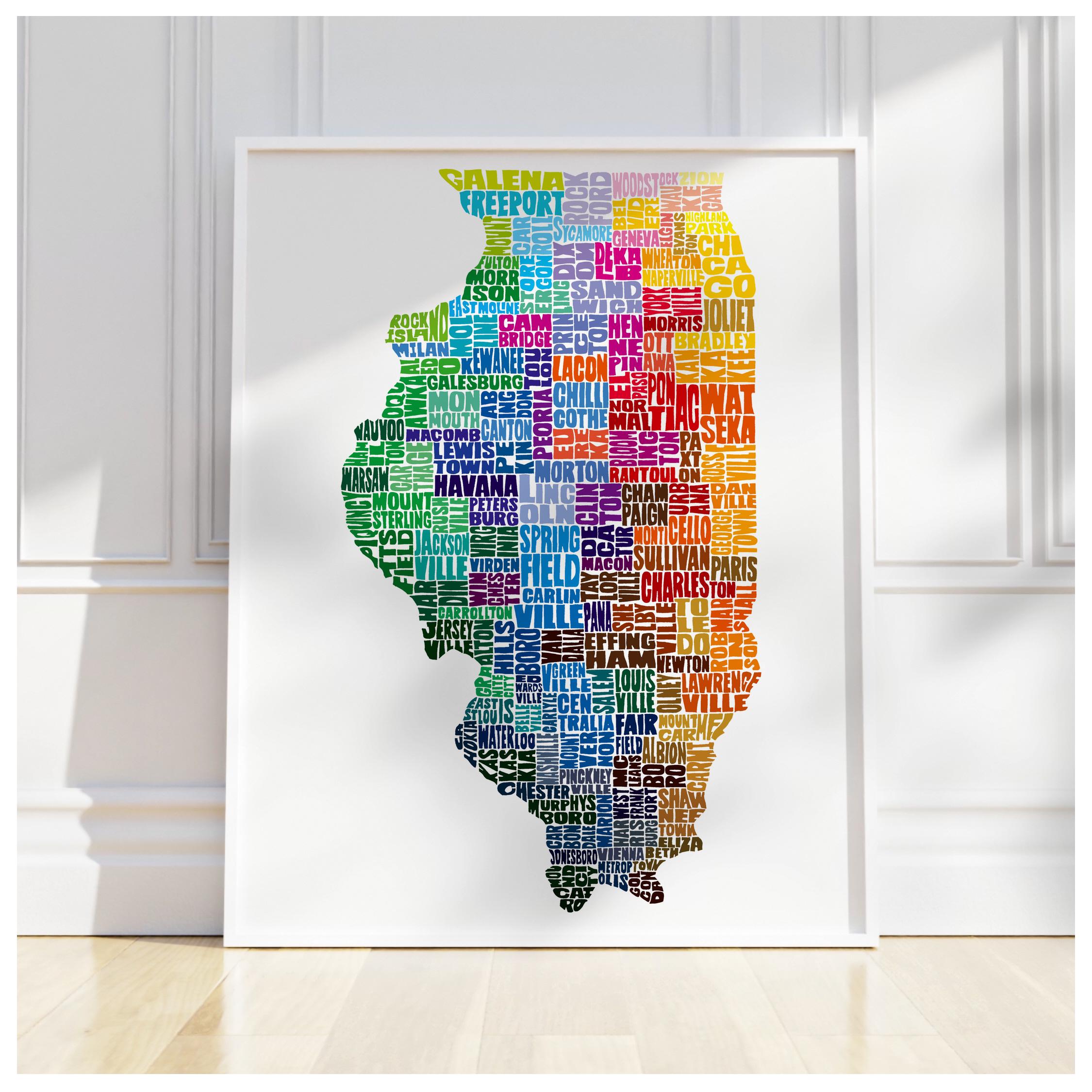 Illinois Map Art, Illinois Art Print, Signed Print of My Original Hand ...