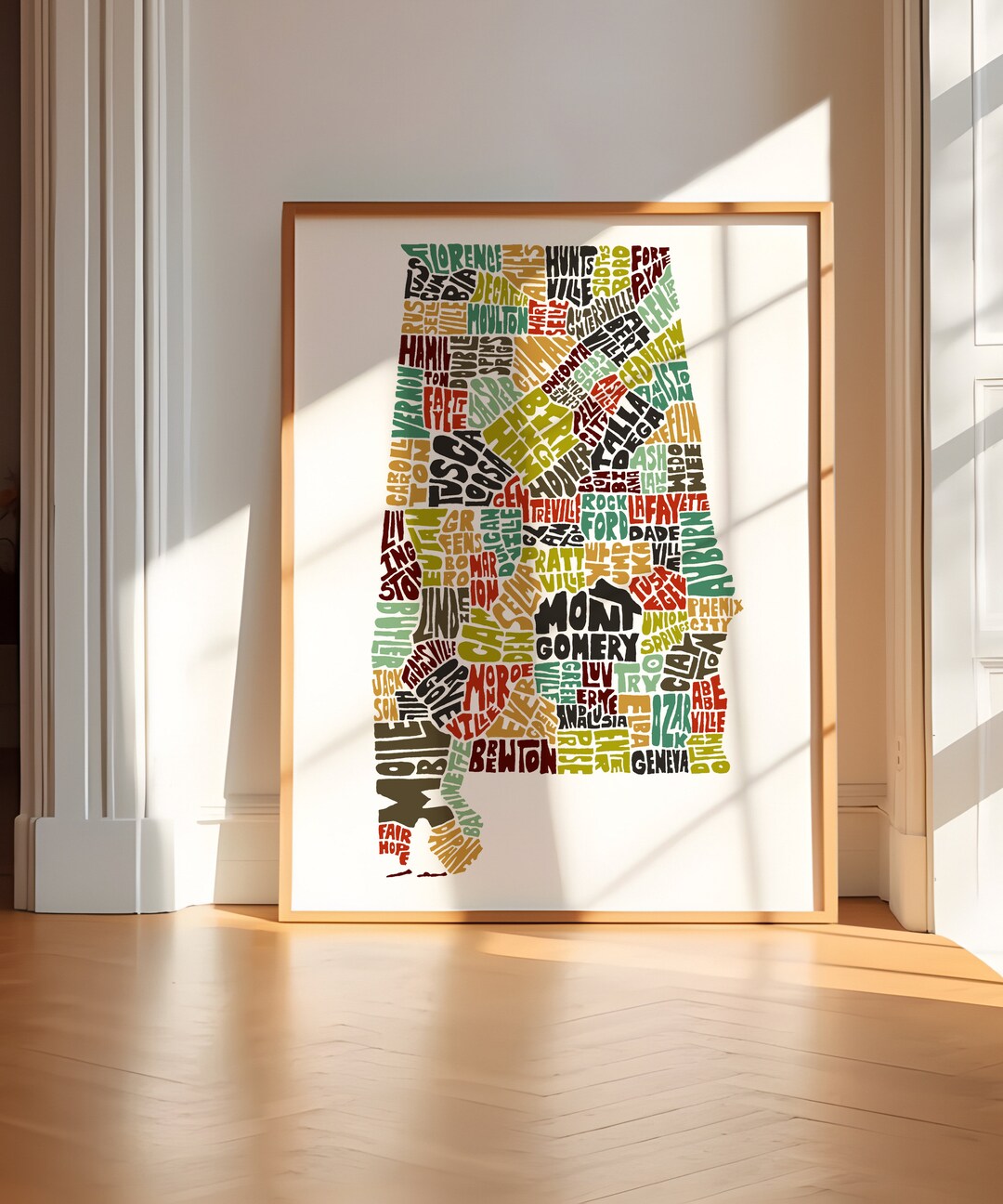 Alabama Art Print-framed, Alabama Map Art, Available in Several Colors ...