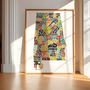 Alabama Art Print-framed, Alabama Map Art, Available in Several Colors ...