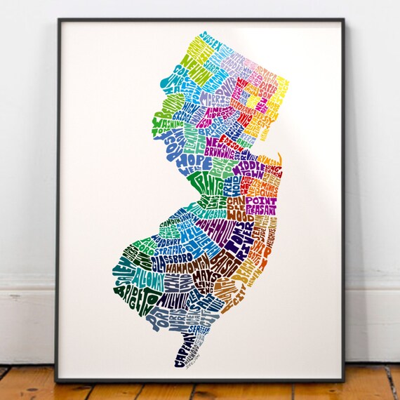 New Jersey Map Art New Jersey Art Print Signed Print of My - Etsy