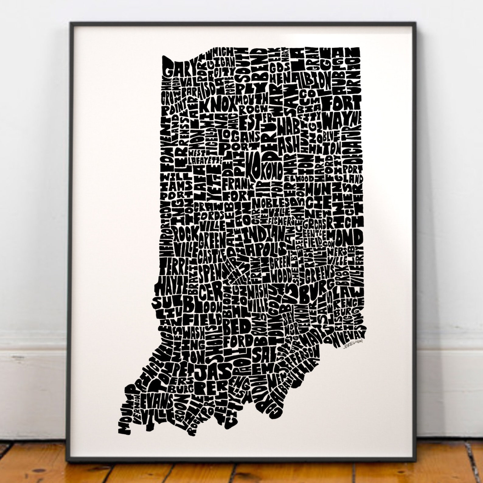 Indiana Map Art Indiana Art Print Signed Print of My | Etsy