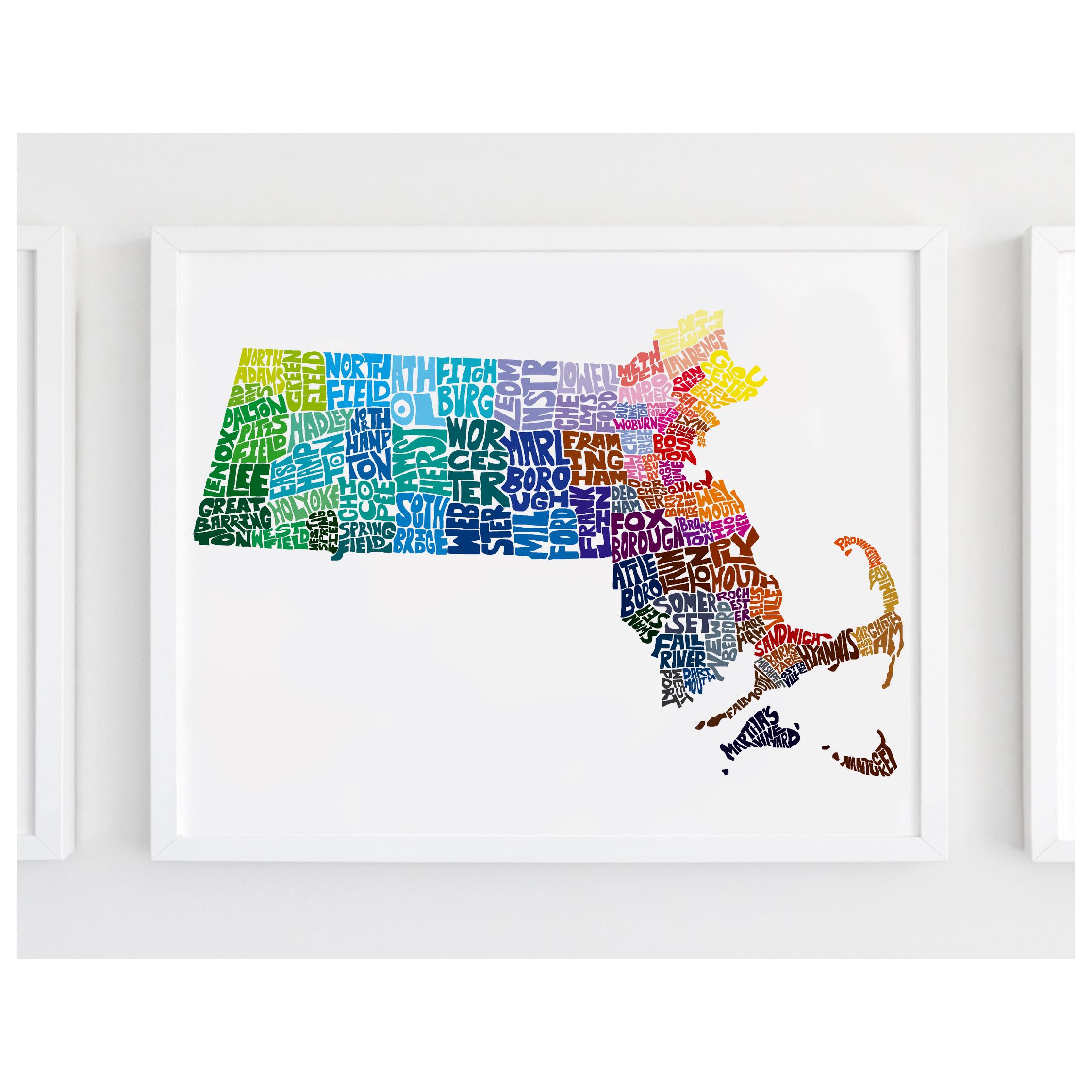 Massachusetts Map Art, Massachusetts Art Print, Signed Print of My ...