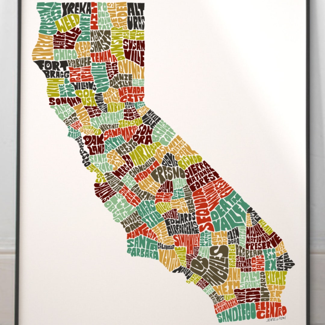 California Map Art California Art Print Signed Print of My - Etsy