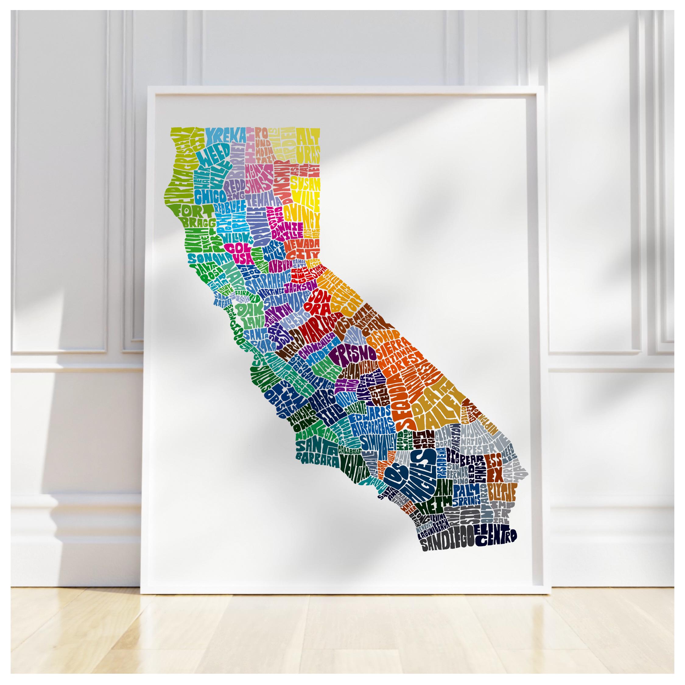California Map Art, California Art Print, Print of My Original Hand ...