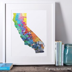 California Map Art, California Art Print, Signed Print of My Original ...