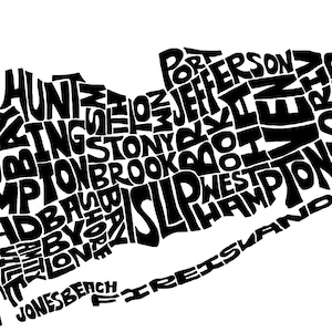 Long Island Neighborhood Art Print-framed, Long Island Map Art ...