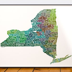New York Map Art, New York Art Print, Signed Print of My Original Hand ...