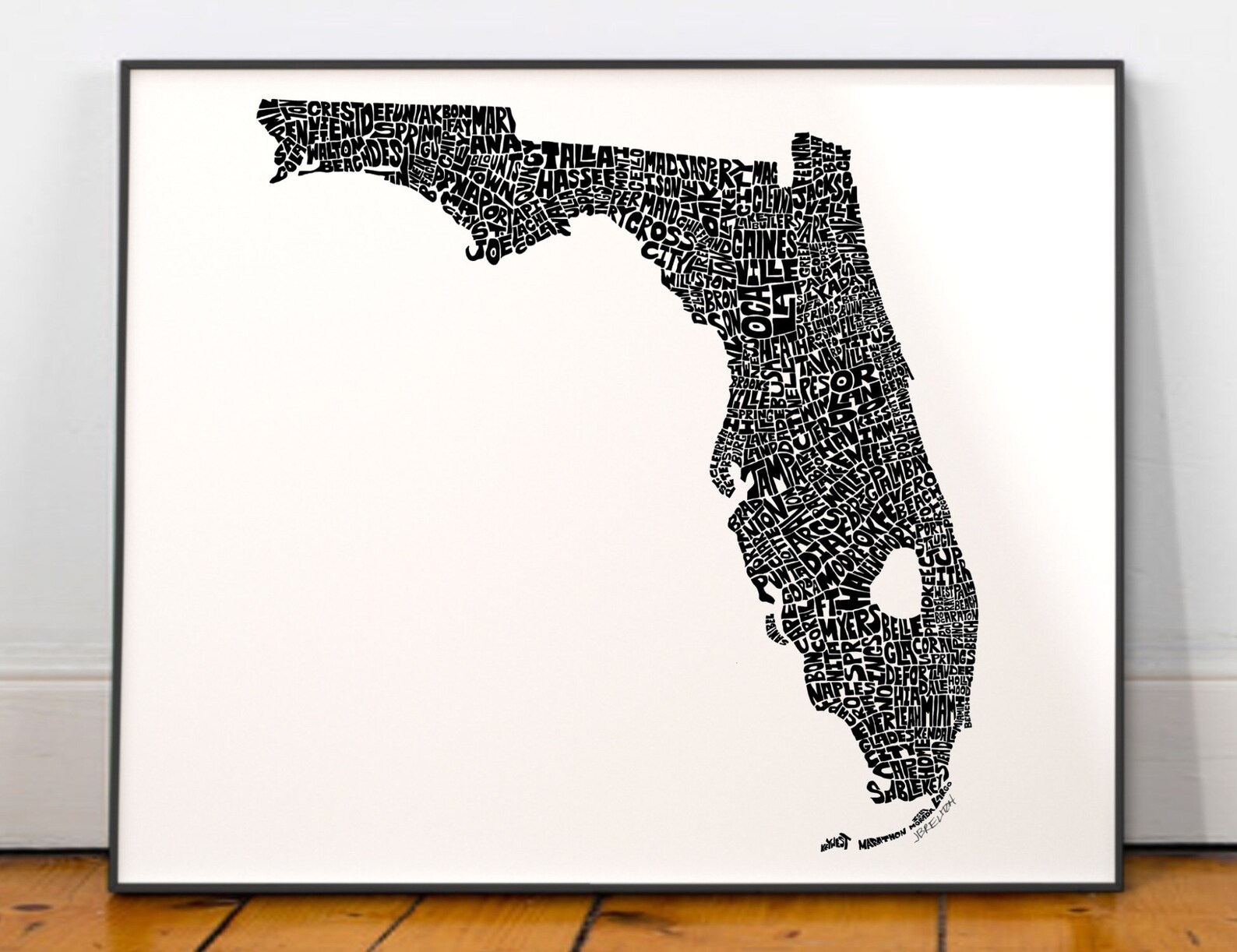 Florida Map Art Florida Art Print Signed Print of My - Etsy